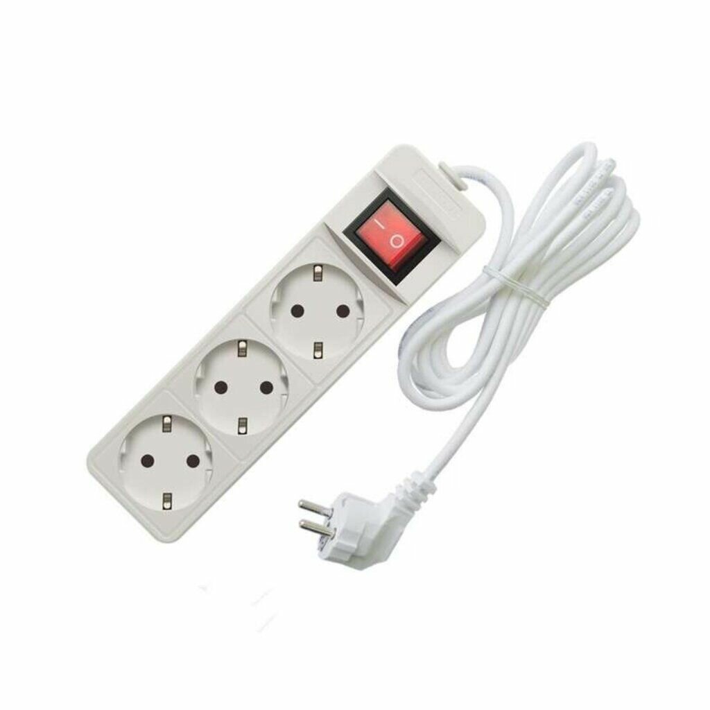 Удлинитель СОЮЗ бытовой, 3 гнезда, 3 м, ПВС, с заземлением, 2200 Вт