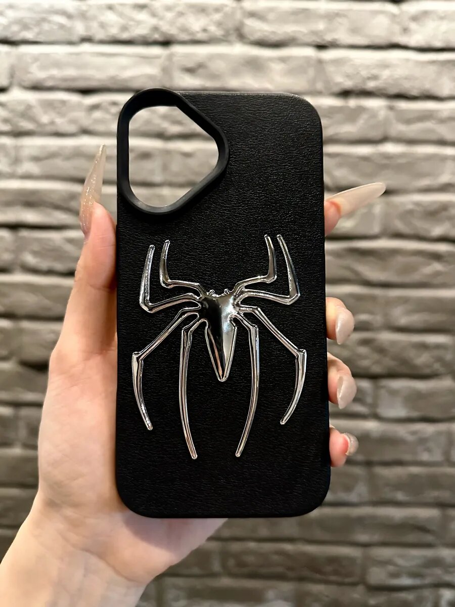 Чехол О'кейси, с принтом, защита камеры, для iPhone 16, черный/серебристый