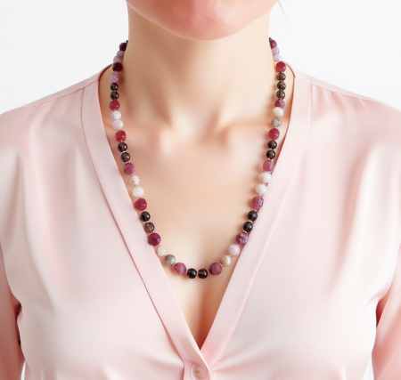 Бусы, раухтопаз, нефрит