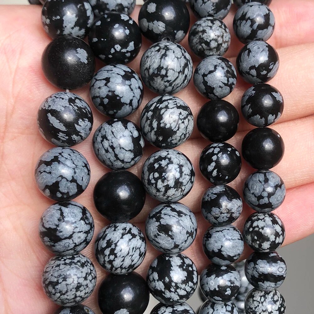 Бусины TTUIJI черные матовые из оникса и агата 4-12 мм Черный, 10mm 37pcs, snowflake stone