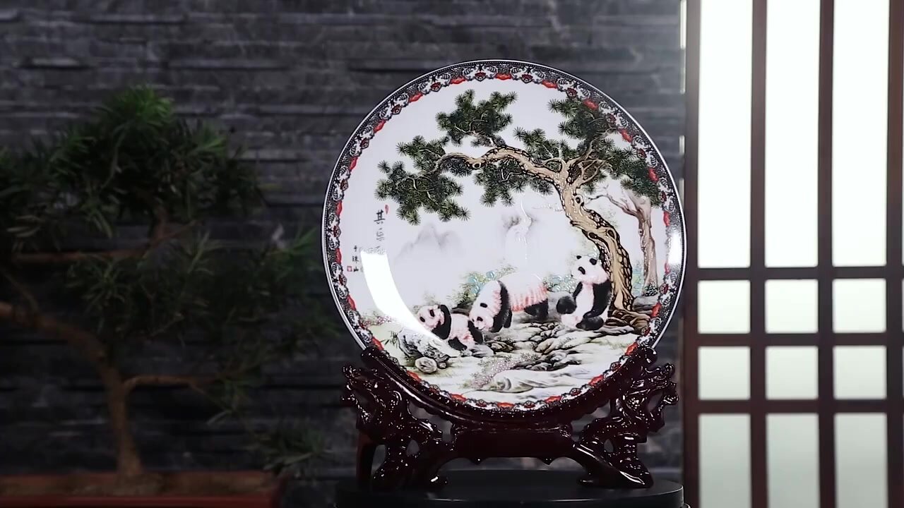 Винтажная керамическая ваза Jingdezhen, Landscape