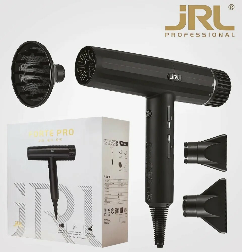 JRL Фен для волос TTG1 2000 Вт, черный матовый