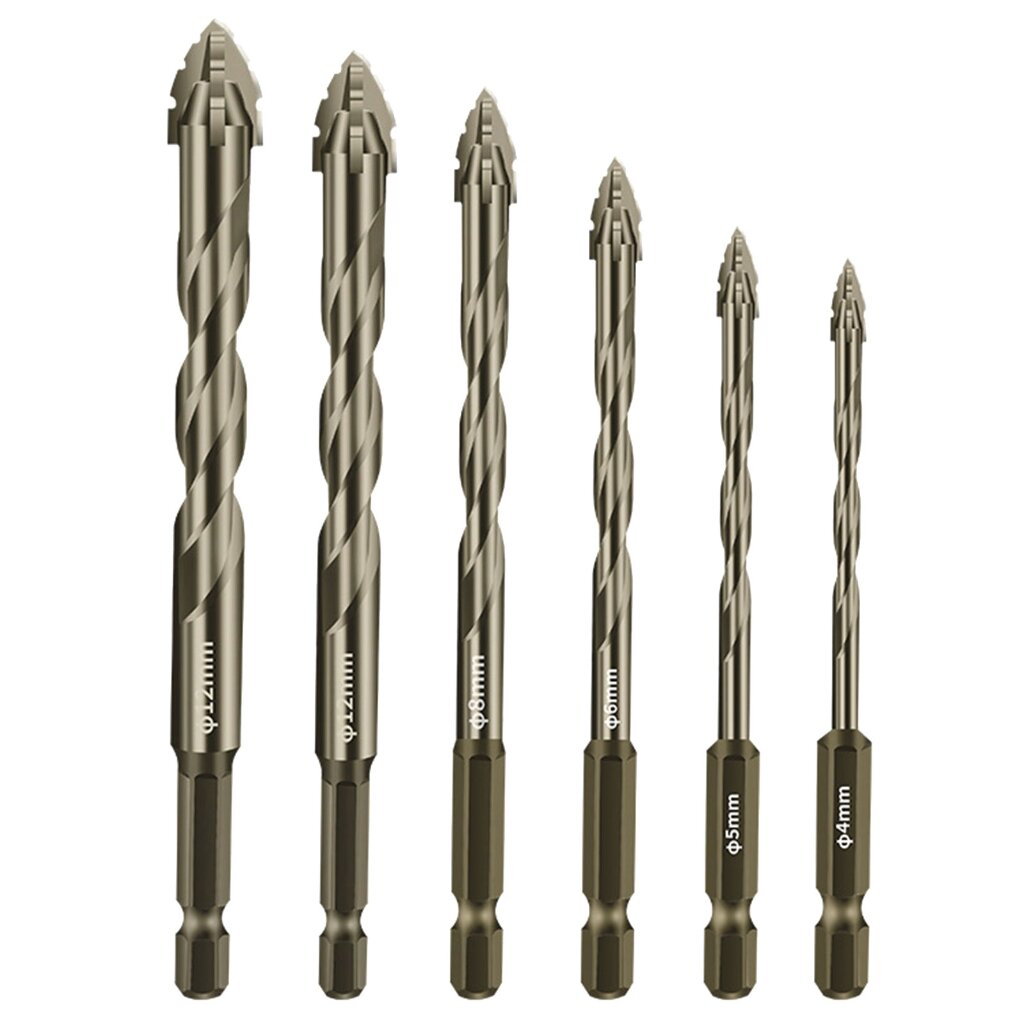 6 шт./компл, четырехлопастное эксцентриковое сверло для сухого сверления керамической плитки, 45681012