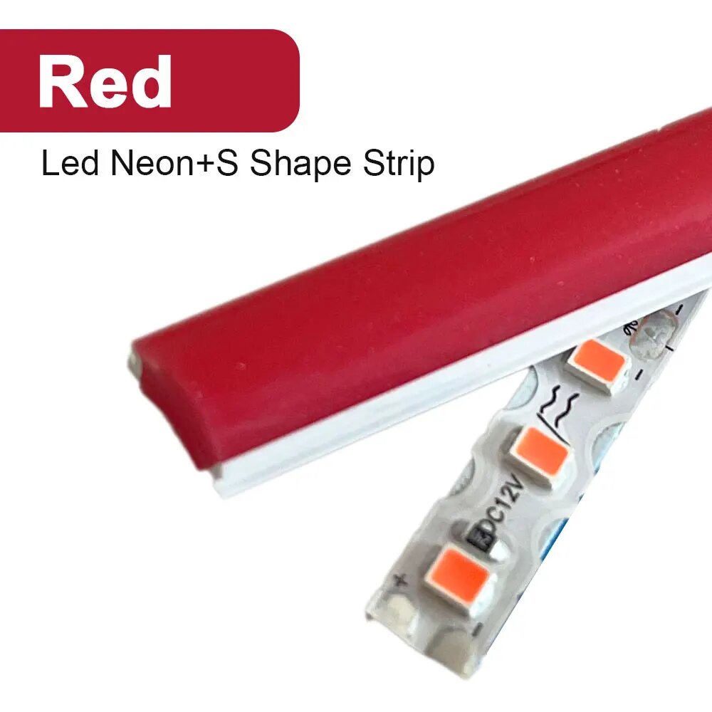 Светодиодная лента LMODA 120LED/м S-образная силиконовая трубка 6/8 мм Красный, Red, 6mm Neon X 6mm Strip, 10 м