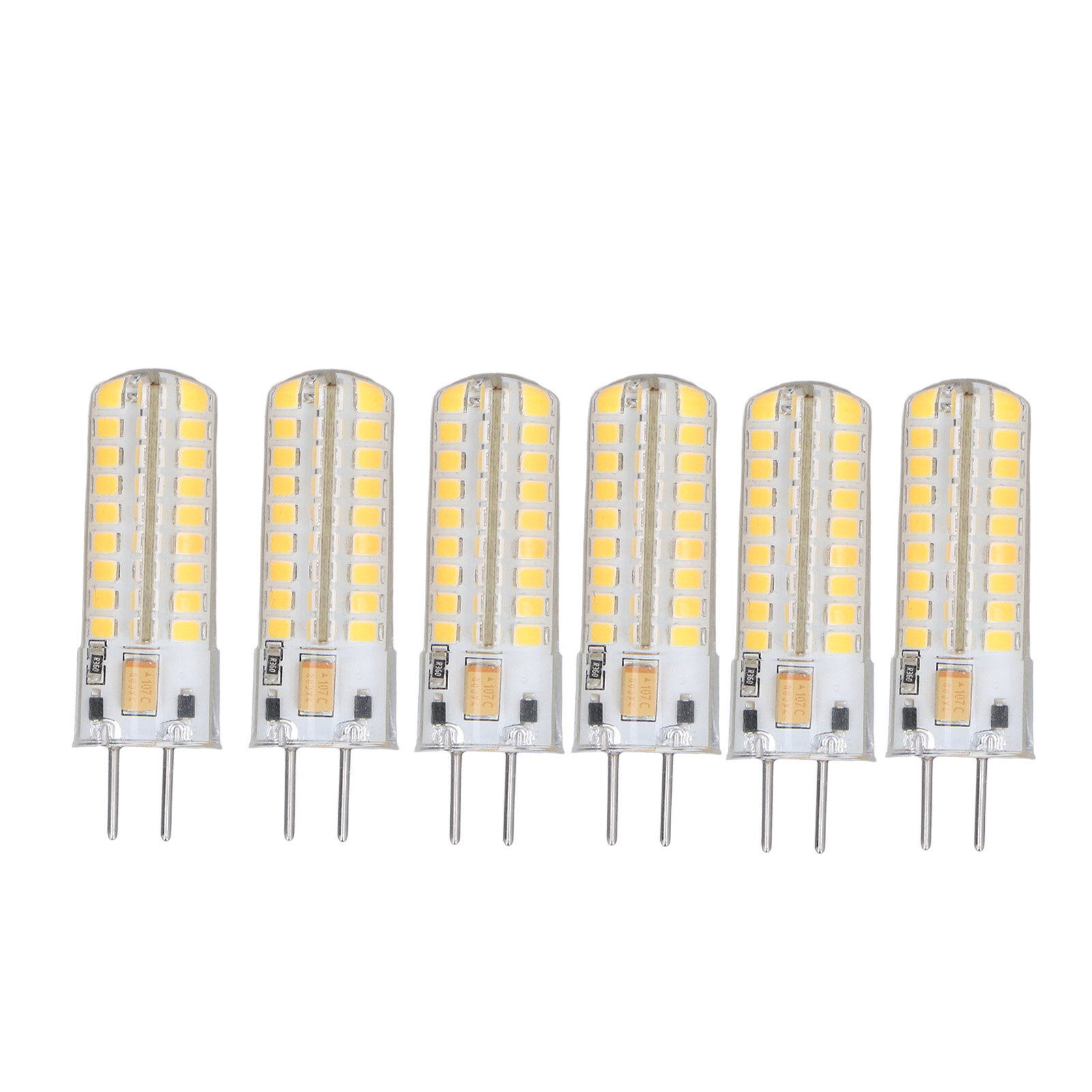 6pcs GY6,35 Светодиодная лампа 7 Вт AC DC12V 700LM 72 Светодиоды 360 градусов светодиодной лампочки для кукурузных лампочек для подвесных ламп Потолочные лампы теплый свет (2700K-3000K)