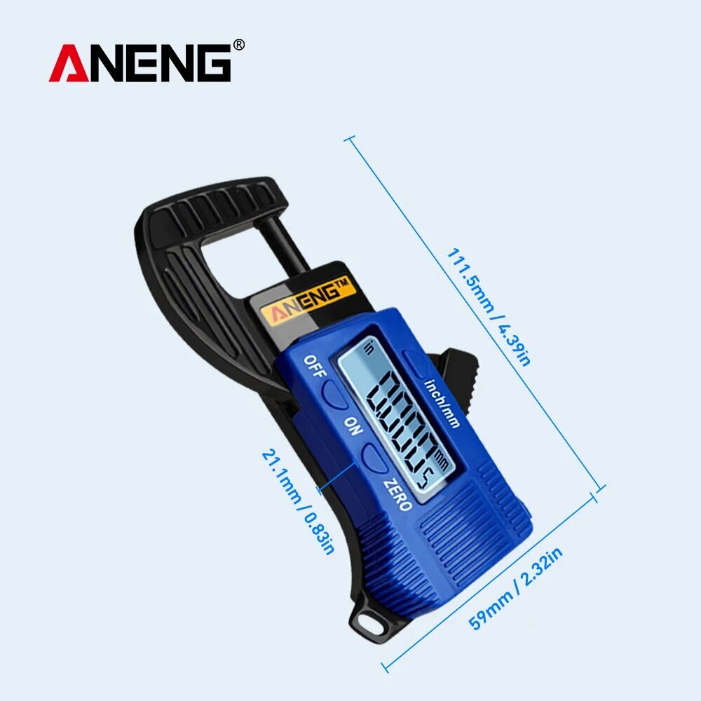Цифровой толщиномер ANENG, синий, 0.01 мм