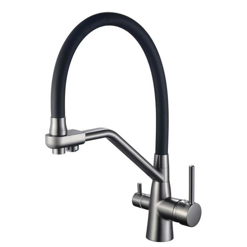 Медный смеситель для кухни "три в одном", очиститель воды, смеситель для раковины, мойка, универсальная труба, нержавеющая сталь,410,35, кожаный клапан,20, встраиваемый, универсальный, гибкий