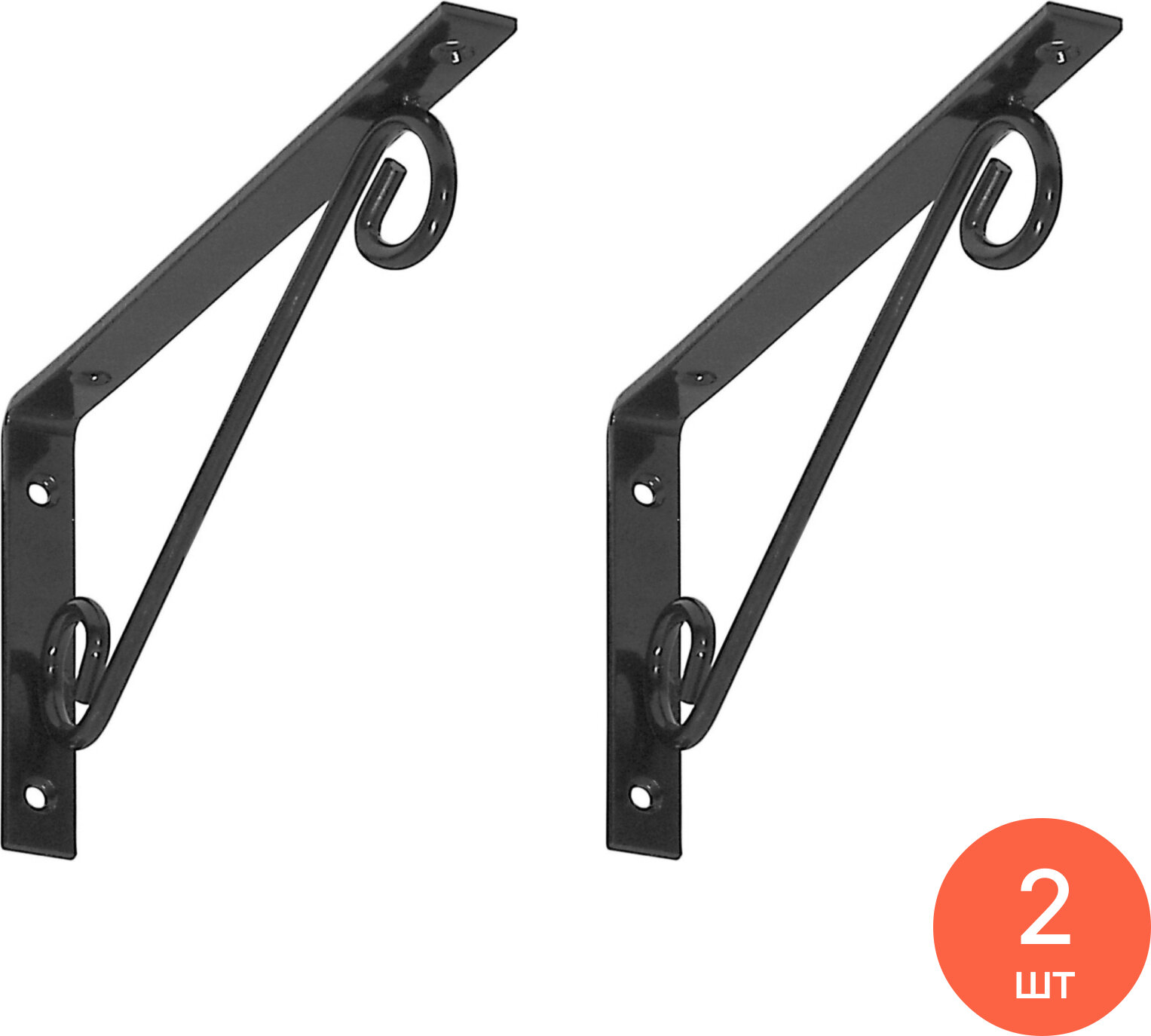 Кронштейн для полки Rock Solid Connection / Рок Солид Конекшн Domax WOP 250 C декоративный плоский стальной, черный, 250×125мм / держатель (комплект из 2 шт)