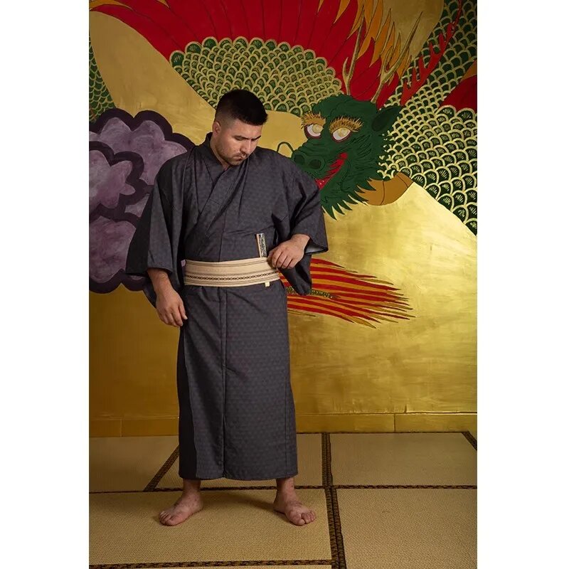 Мужское летнее хлопковое кимоно Юката М, 3