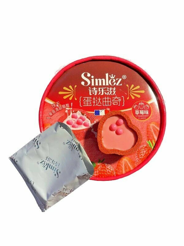 SIMLEZ Мини-тарты 80г с хрустящими шариками в шоколадно-клубничном соусе