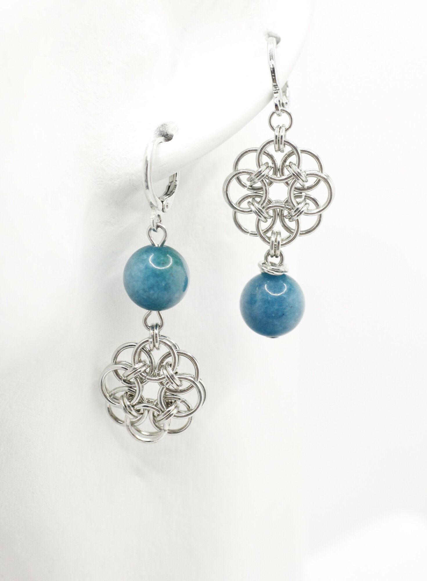 Серьги непарные, апатит