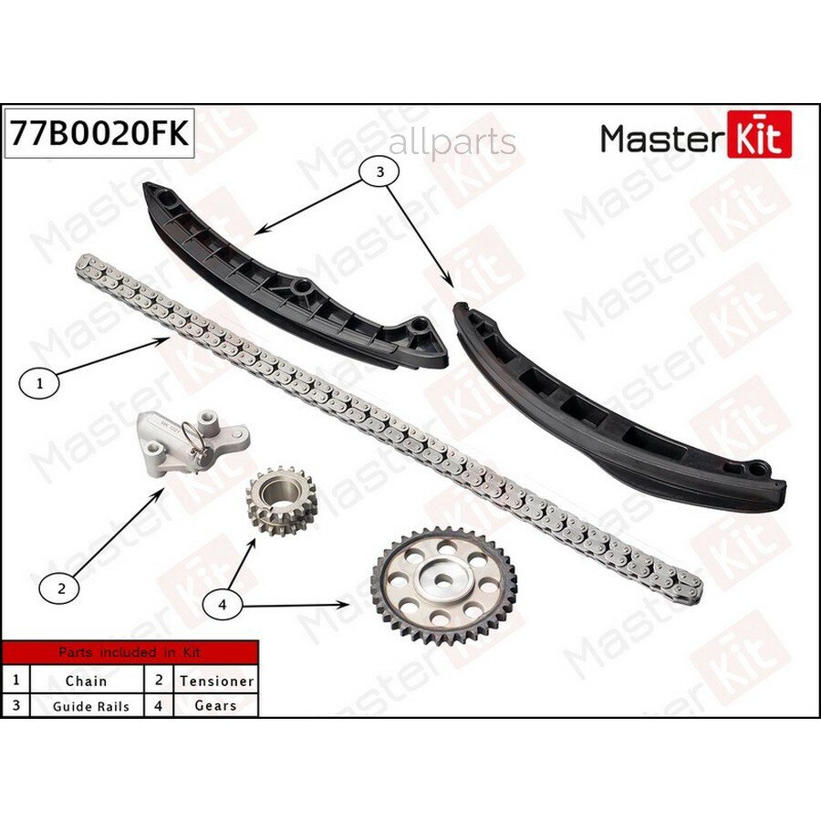 MASTERKIT 77B0020FK 77B0020FK комплект цепи ГРМ VOLKSWAGEN GOLF V/VI 1.4 TSI BWK/CAVA 05-13