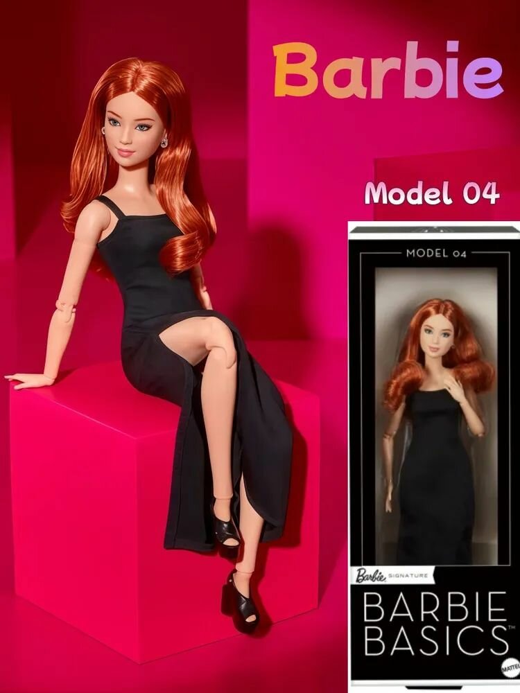 Кукла Barbie Basics, знаковая коллекция, светловолосая в черном платье и гладиаторских сапогах, JBH71