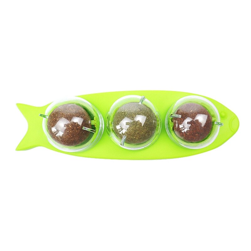 Игрушки для кошек,3 вкуса вращающегося мятного шарика, кошачье вылизывание, коренные зубы, чистка зубов, самопомощь, забавный кошачий игрушечный шарик-зеленый