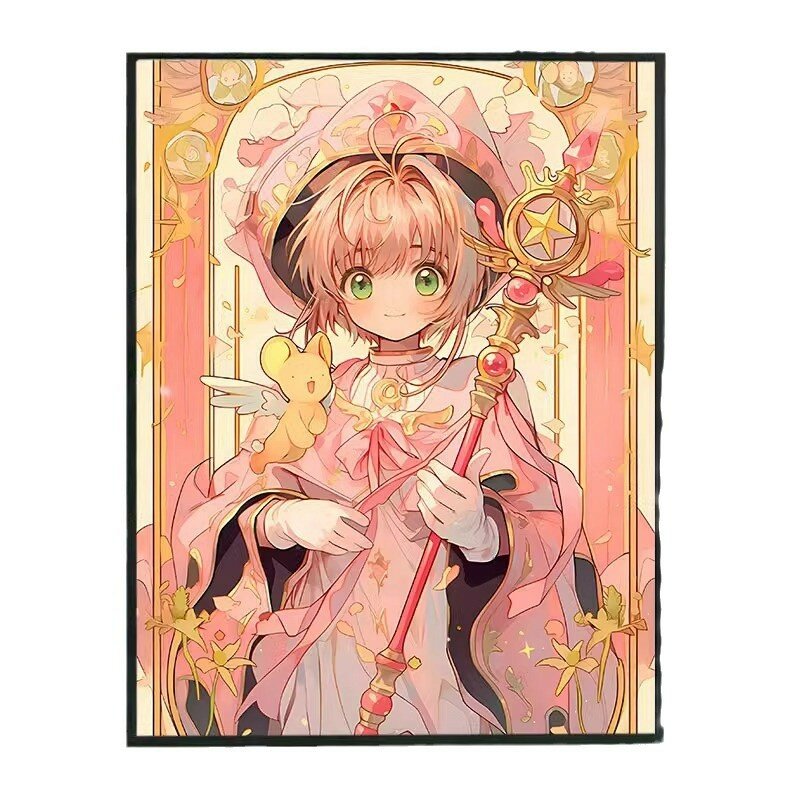 Алмазная живопись, Без рамки, Card Captor Sakura, розовый, 60х80 см
