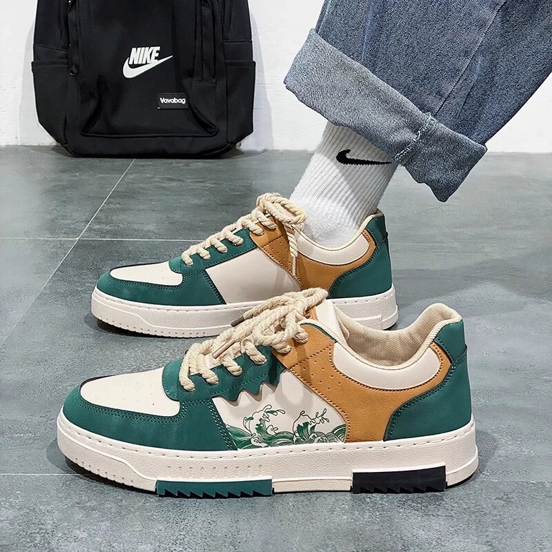 MOOCIE Мужские осенние дышащие кроссовки 2025 года, новый стиль, универсальные, повседневные, нишевый дизайн, спортивная обувь на толстой подошве, белые, модные, EU:43