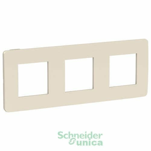 Рамка электроустановочная Schneider Unica Studio бежевый 3 поста NU200644