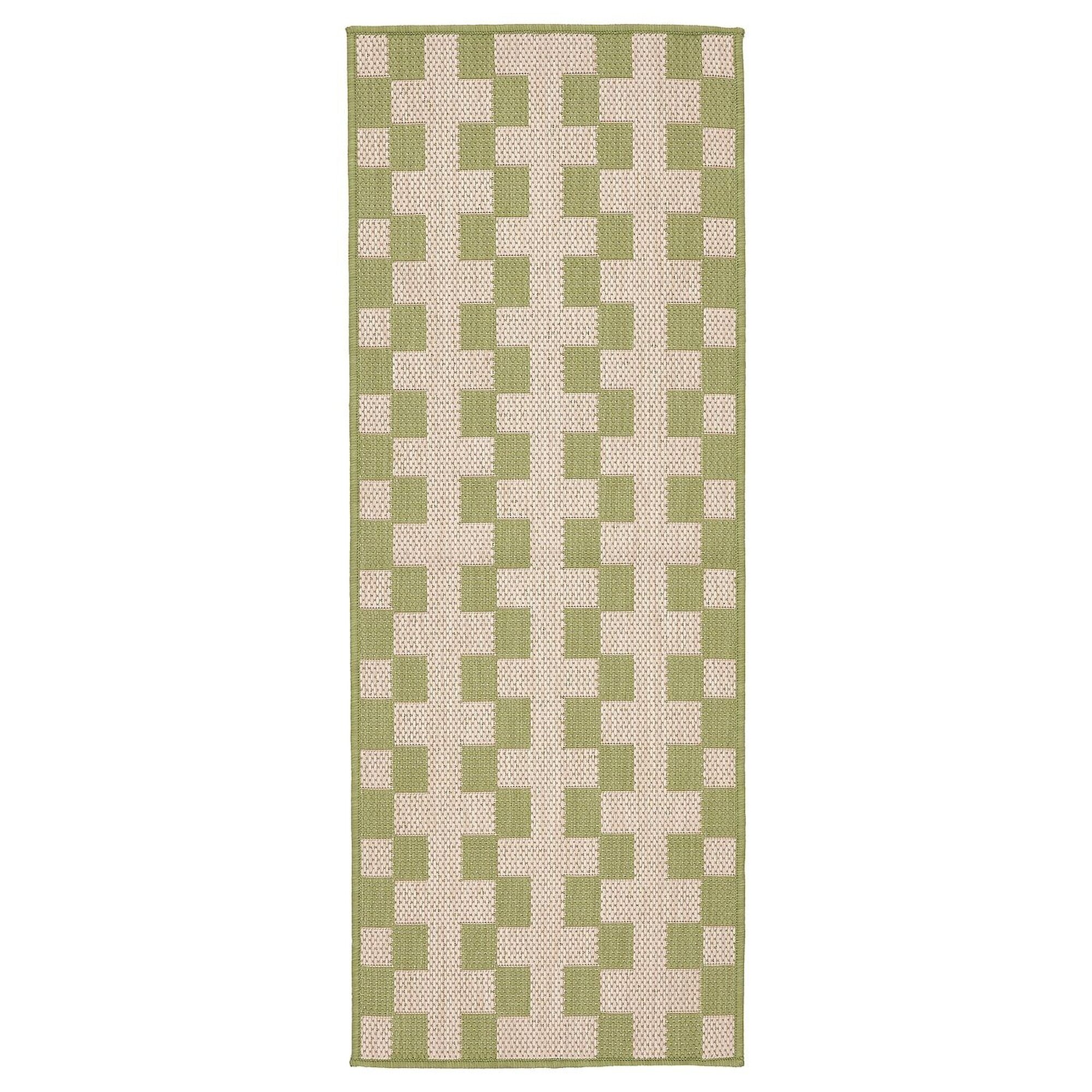 Кухонный коврик IKEA GANGSTIG 805.781.44, 80x200 см, плоский зеленый / кремовый