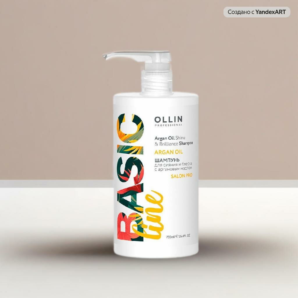 Ollin, Шампунь для сияния и блеска с аргановым маслом Basic Line, 750 мл