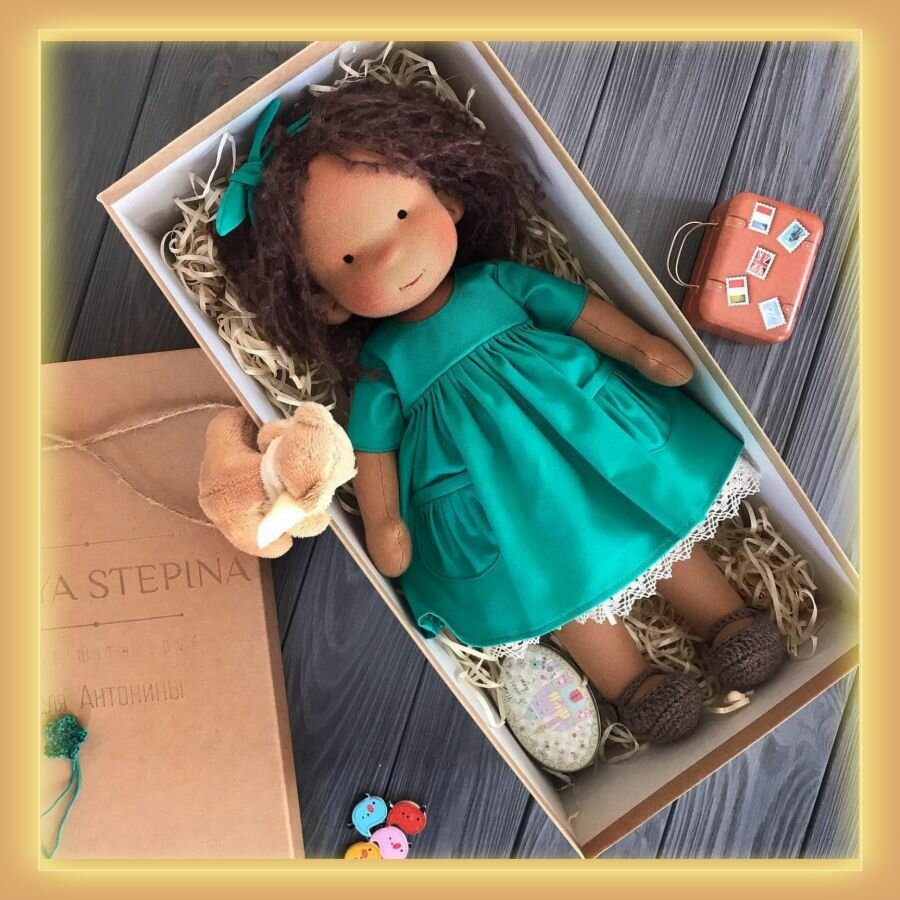 Кукла для девочки мягкая с одеждой текстильная тряпичная с длинными волосами интерьерная ручной работы