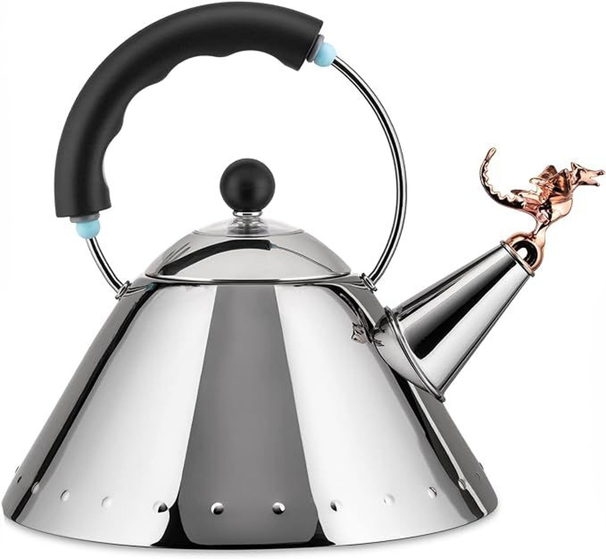 Чайник Alessi Tea Rex с ручкой и свистком в форме дракона, нержавеющая сталь, черный, 2 л / 9093REX B