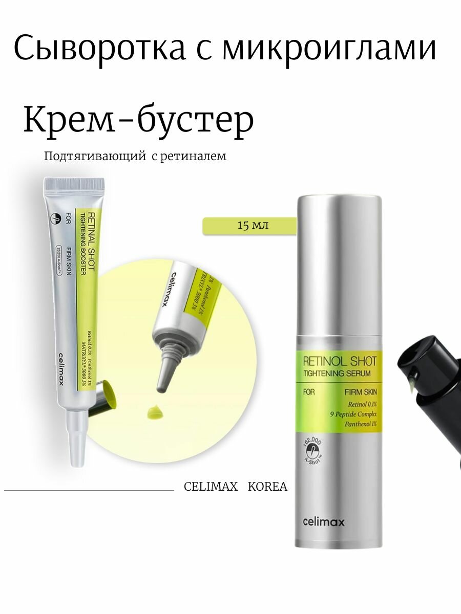 Celimax Комплект Сыворотка с микроиглами + бустер The Vita A Retinol Shot
