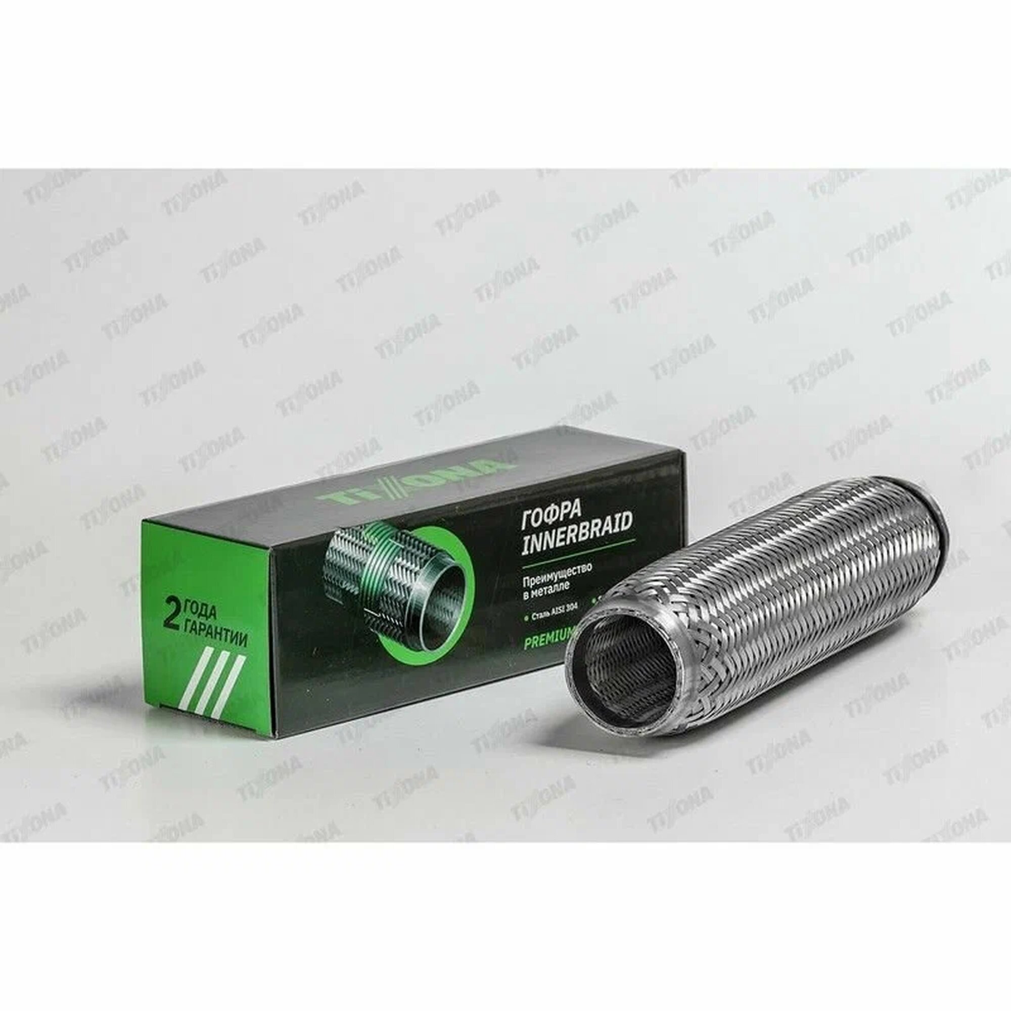 Гофра глушителя Tixona 50280, нержавеющая сталь AISI 304/409, трехслойная, 50мм x 280мм