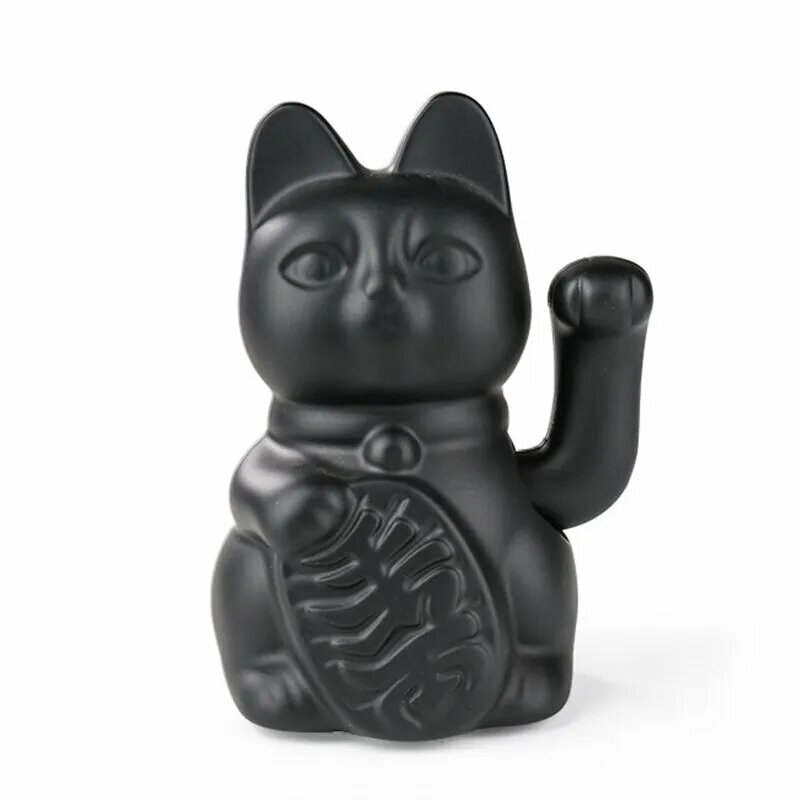 Матово-черный 15 см Керамическая фигурка Счастливого кота Манеки Неко с волнистой рукой, украшающая дом