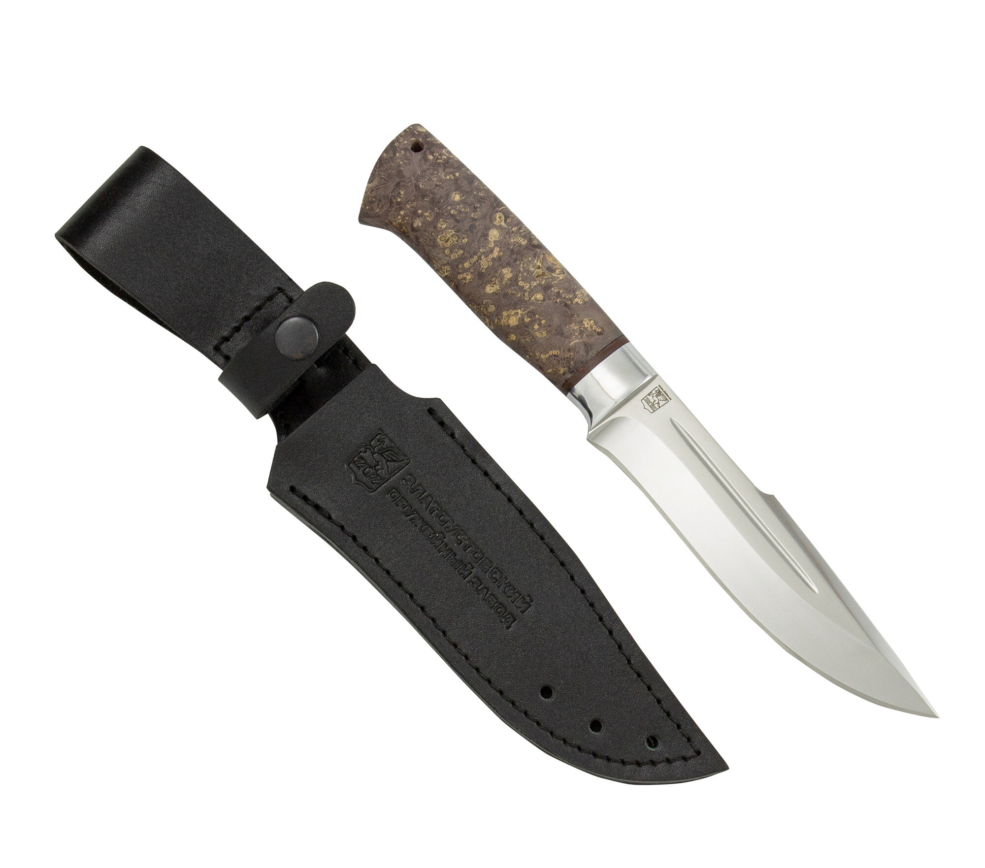 Нож "Хищник" (сталь AUS10, кап клена стабилизированный/ал.) Златоустовский оружейный завод