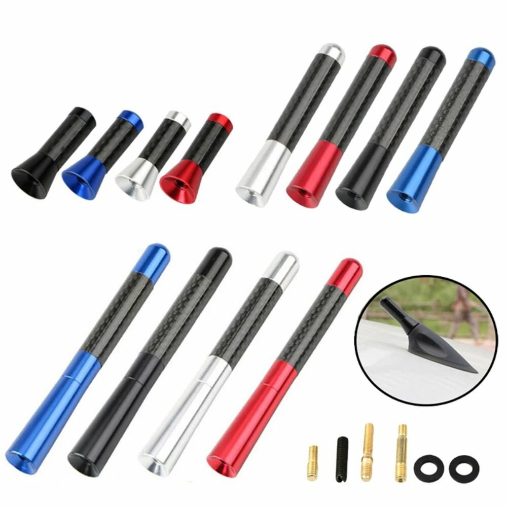 Универсальная автомобильная короткая радиоантенна из углеродного волокна, черная автомобильная антенна на крышу, радиоантенна FM/AM, металлическая приемная антенна