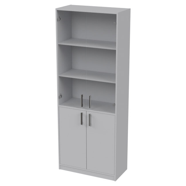 Шкаф Меб-фф Офисный шкаф ШБ-3+А-5+С-17МВ прозр. цвет Серый 77/37/200