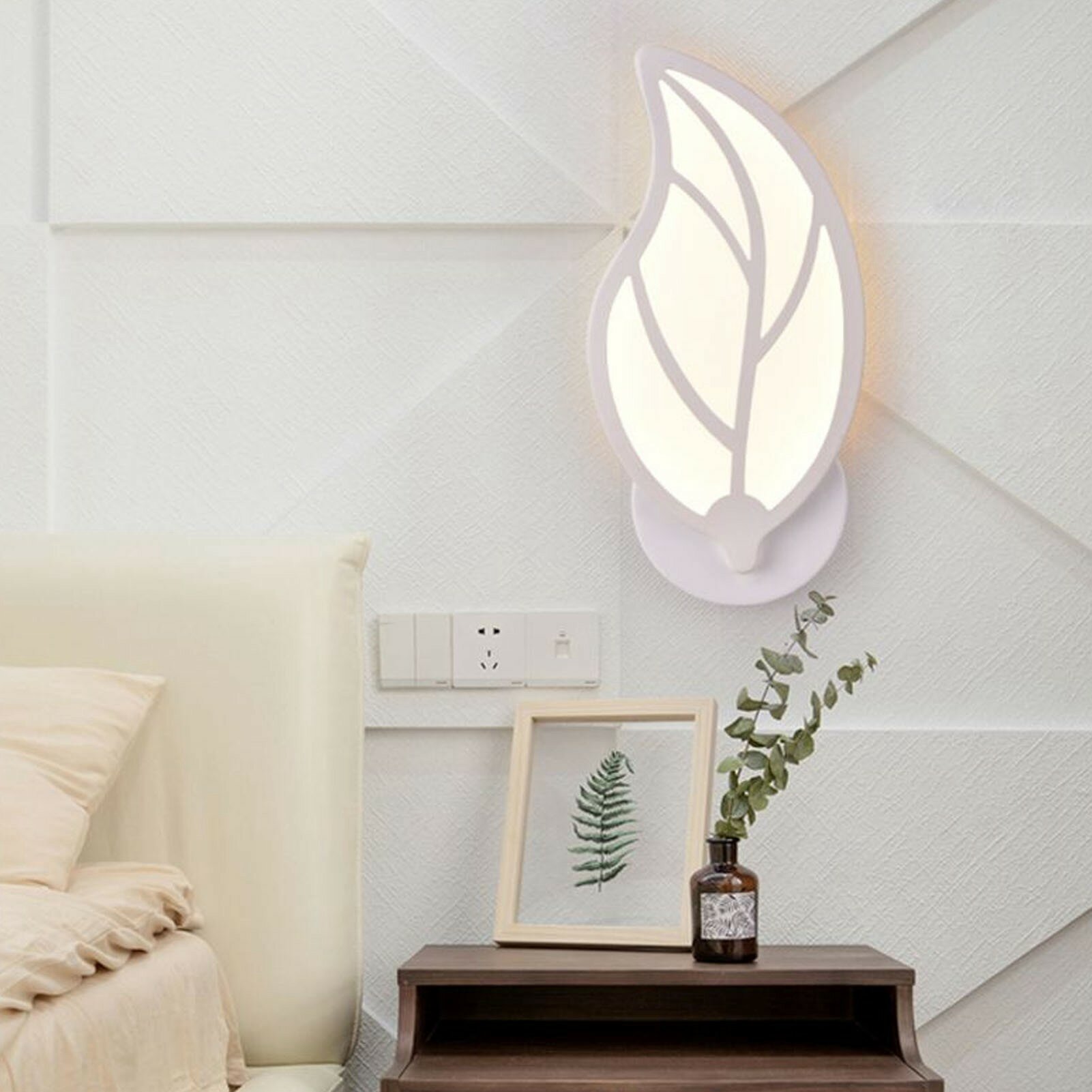 Светодиодный настенный светильник, современный акриловый светильник в форме листа, декор для спальни, коридора, теплый белый, 12 Вт, 85265 В