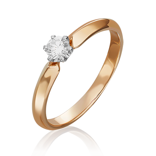 Кольцо, комбинированное золото, 585 проба, бриллиант