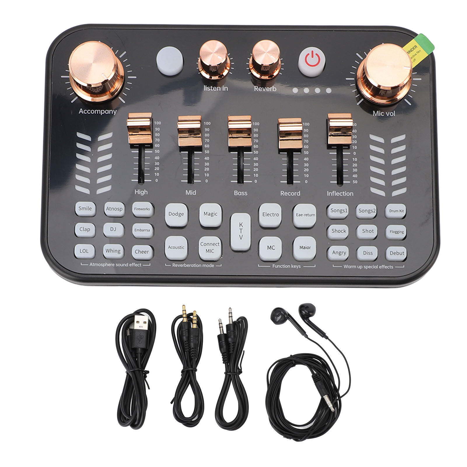 Live Sound Card Gaming Mixer 3.5mm Mic Input Interface BT Podcast with DJ Effects for Phone PC Streaming