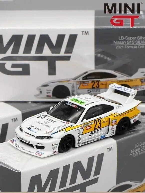 Машинка MINI GT 1/64 #434 LB-Super Silhouette Nissan S15 SILVIA #23 2021 Formula Drift Japan Die-cast Alloy Car Model Collection Gift