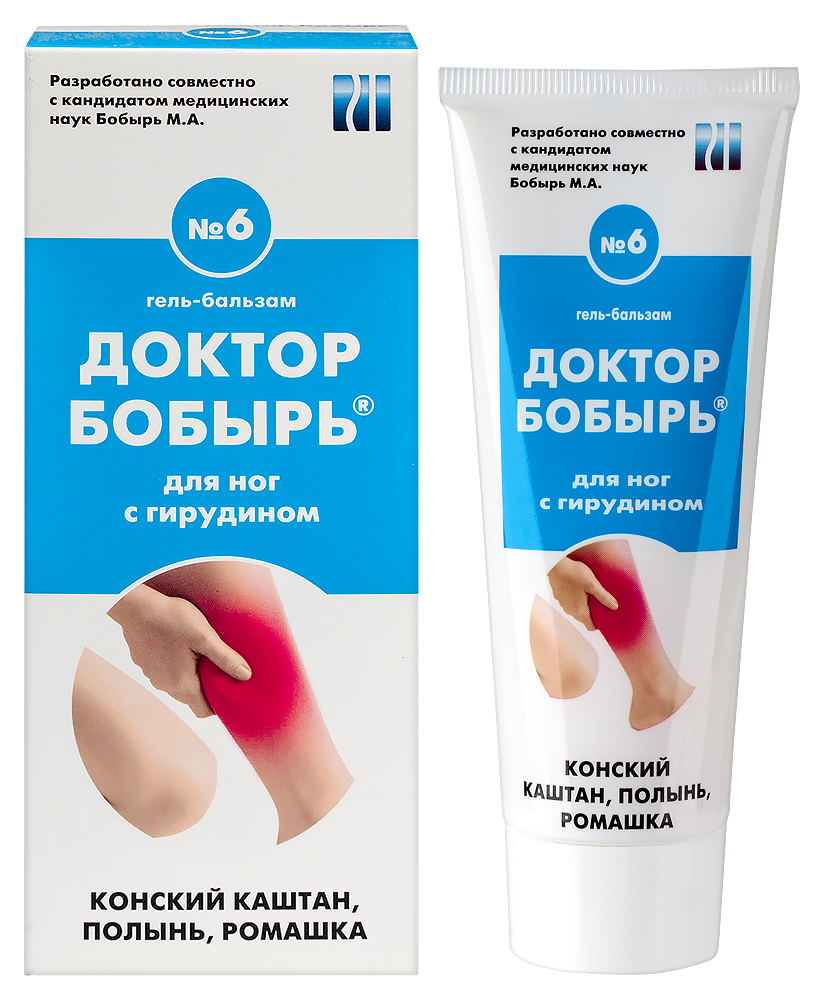 Доктор бобырь №6 гель-бальзам для ног с гирудином 75 мл