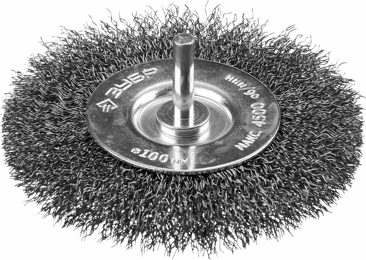 Дисковая щетка ЗУБР, 100 мм, витая, стальная проволока 0.3 мм, для дрели, профессиональная 35198-100_z02