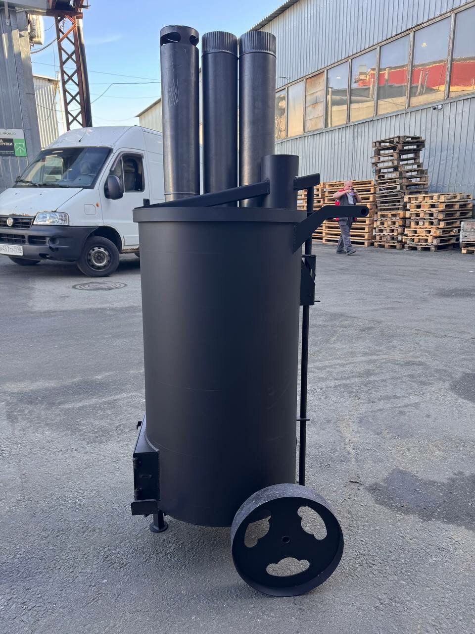 Печь с педалью 170 литров, для сжигания мусора, стальная, 3мм, черная