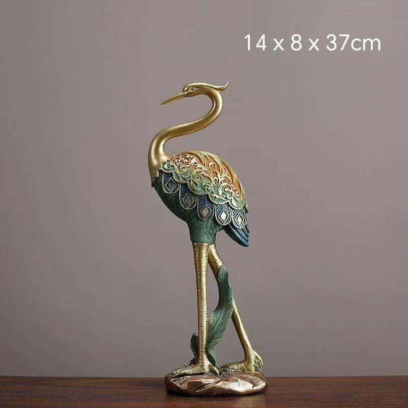 Декоративная статуэтка журавля из смолы ручной работы для гостиной, элегантный дизайн в восточном стиле(14*8*37cm)，MAODOU