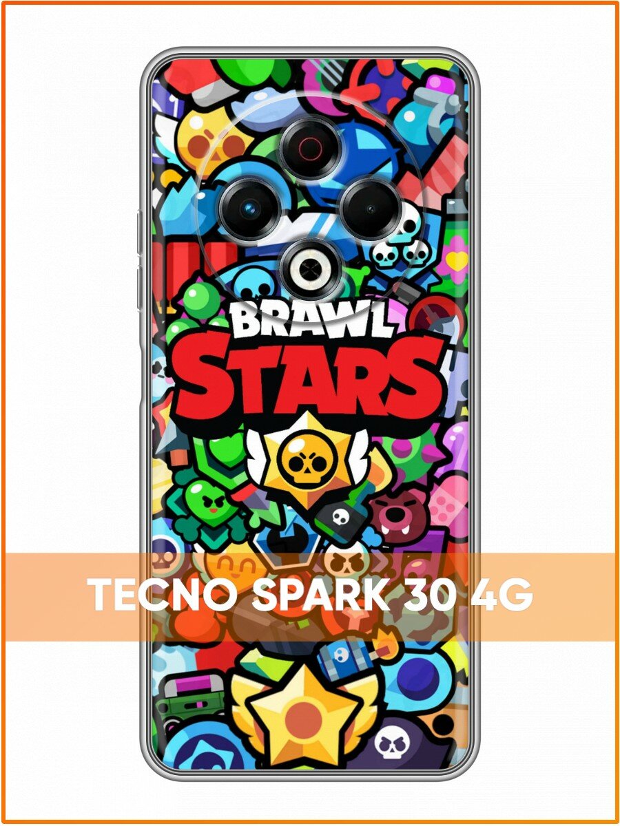 Чехол для Tecno Spark 30 4G с принтом для мальчиков Brawl Stars (Техно Спарк 30 4G)