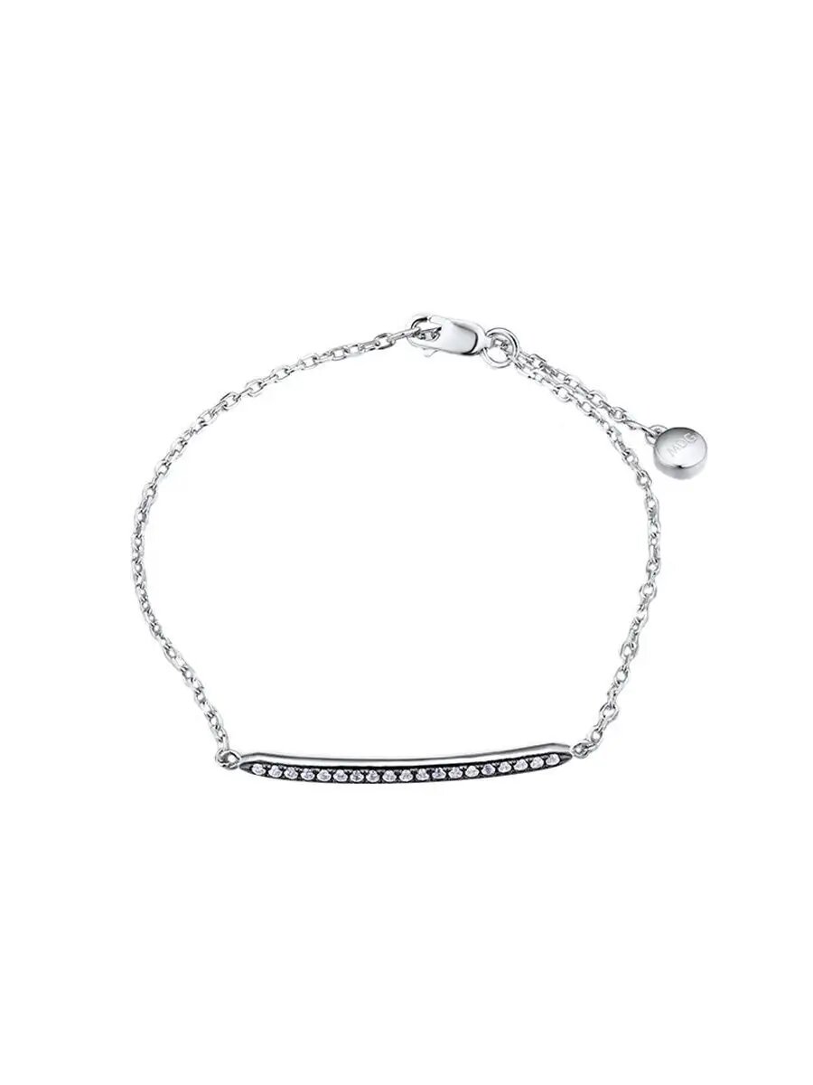 Браслет-цепочка, серебро, 925 проба, родирование, фианит