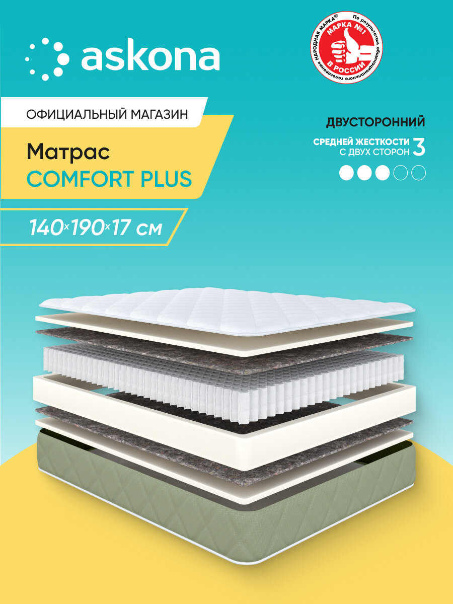 Матрас анатомический Askona (Аскона) COMFORT PLUS 140х190, высота 17см