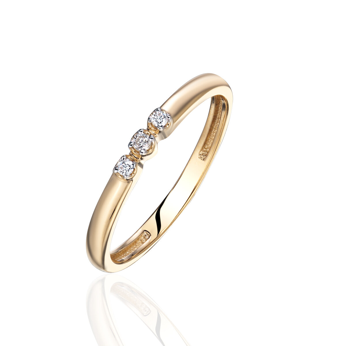 Кольцо, желтое золото, 585 проба, родирование, бриллиант