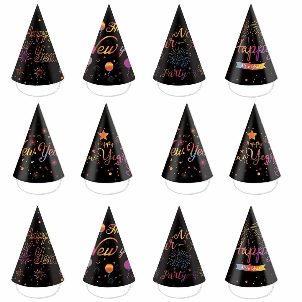 Рождественская новогодняя шляпа из радужной бумаги для вечеринки 6/12 шт. декора для праздничных торжеств