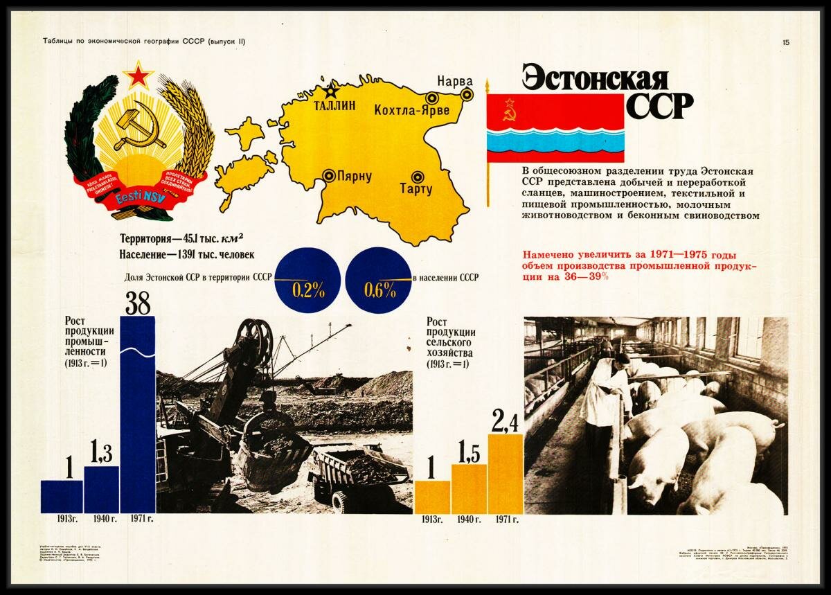 Плакат СССР Эстония; Антиквариат 1975 г; Декор настенный винтажный 69/49 см.