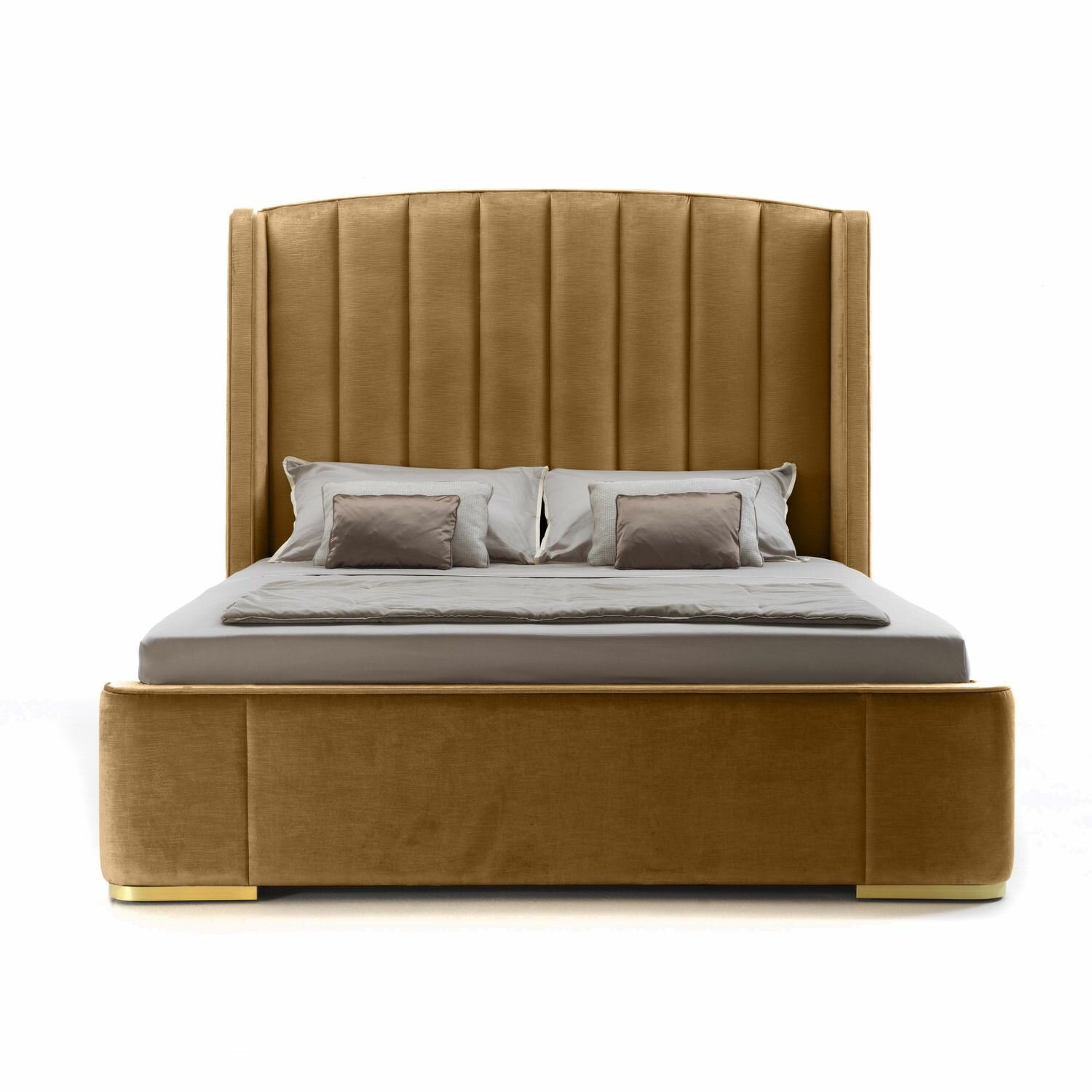 Двуспальная кровать Madison 160х200, высокое изголовье, с подъемным механизмом и ящиком для белья, белый