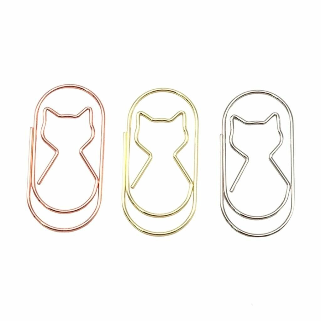 56 декоративных скрепок в форме сердца, - Кошачья скрепка для бумаги