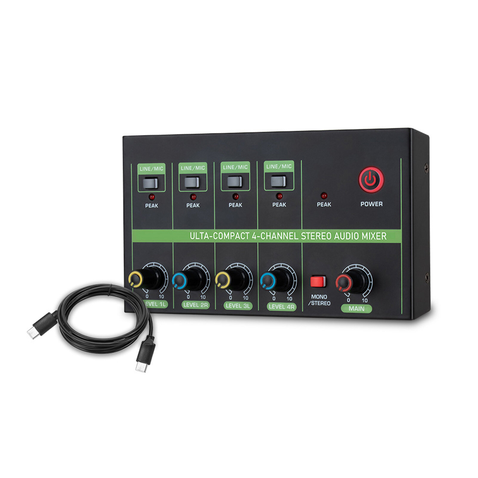 4-канальный аудиомикшерный микрофон с низким уровнем шума моно стерео линейный микшер переключение режимов LINE/MIC для проводных микрофонов электронное пианино компьютеры гитары электронные барабаны