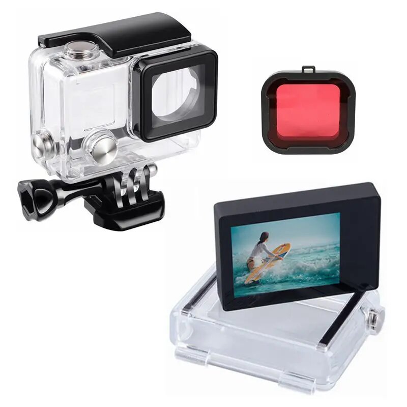 Аксессуары для GoPro Hero 4 3+ : ЖК-дисплей BacPac и водонепроницаемый чехол case filter screen