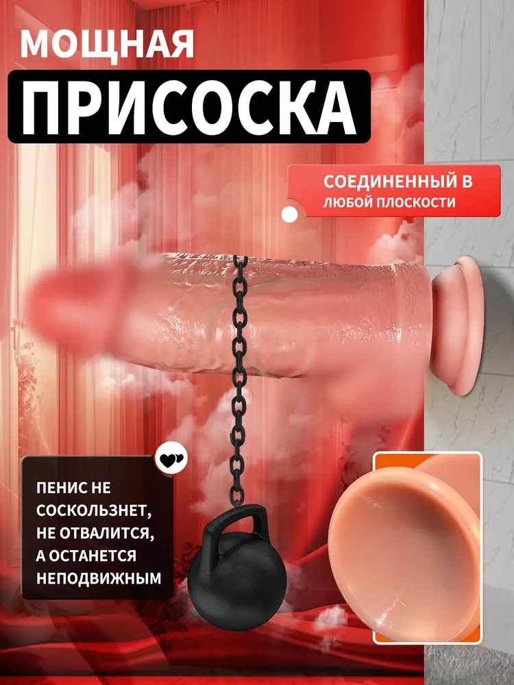 Дилдо резиновый член на присоске 18+ Подходит для ануса и влагалища, 21 см